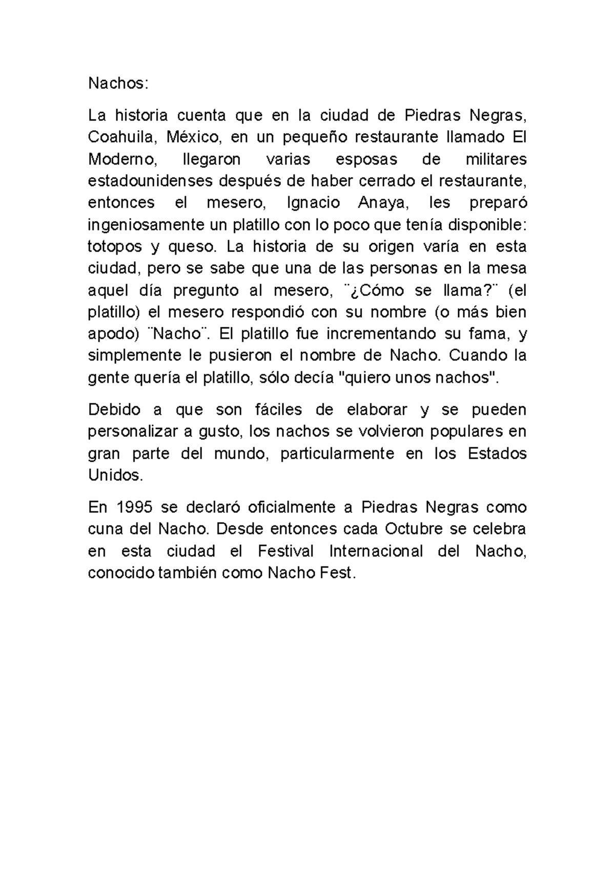 Nachos su historia mundial, sus prigenes - Nachos: La historia cuenta ...