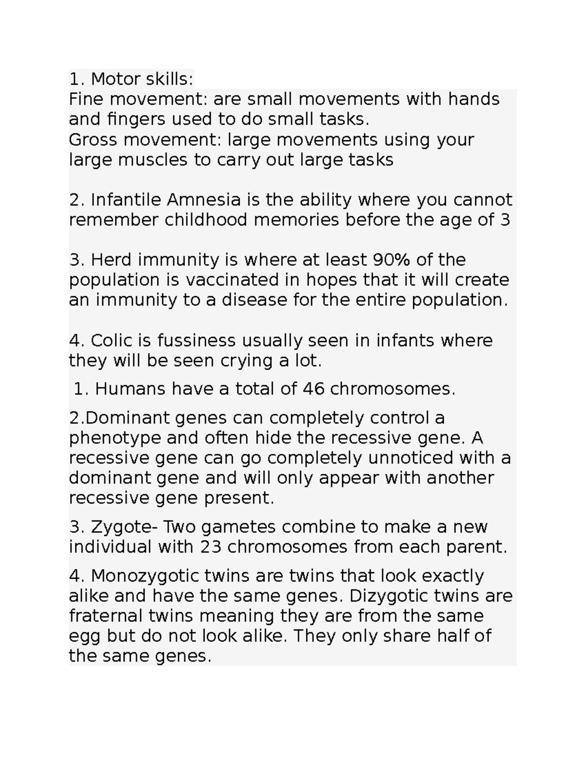 Lifespan practice 2 - Motor skills: Fine movement: are small movements ...