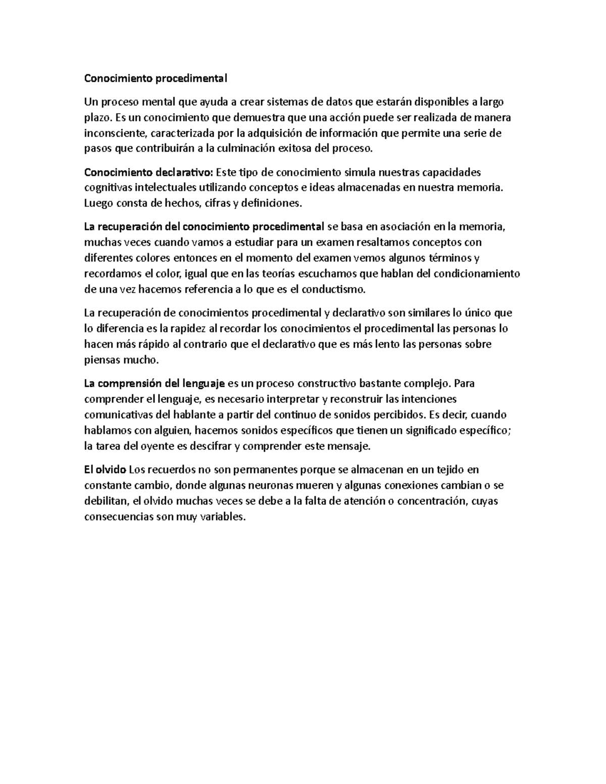 Conocimiento procedimental - Es un conocimiento que demuestra que una ...