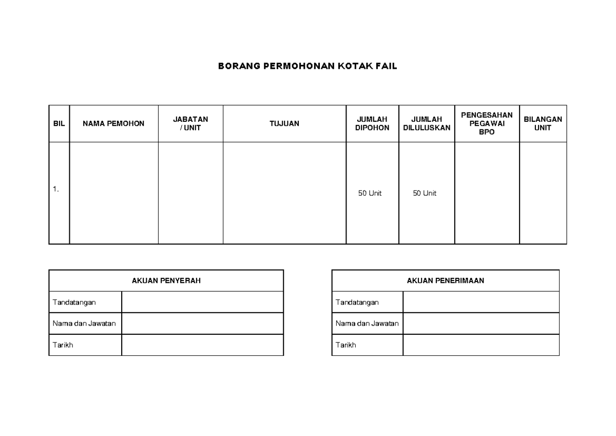 Borang Permohonan Kotak FAIL - BORANG PERMOHONAN KOTAK FAIL BIL NAMA ...