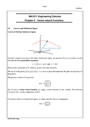 MA1511 2021S1 Chapter 1 Partial Derivatives - MA MA1511 Engineering Calculus Chapter 1 Partial ...