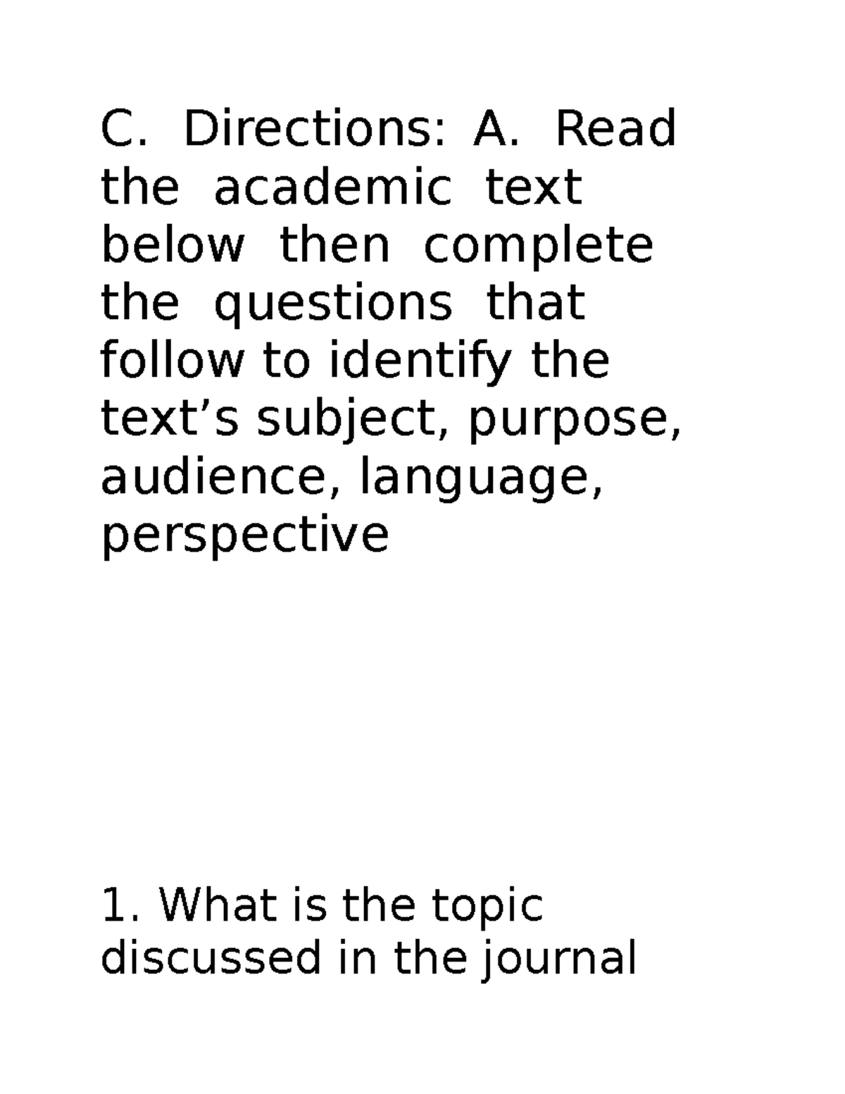 For EAPP activities - yes - C. Directions: A. Read the academic text below then complete the ...