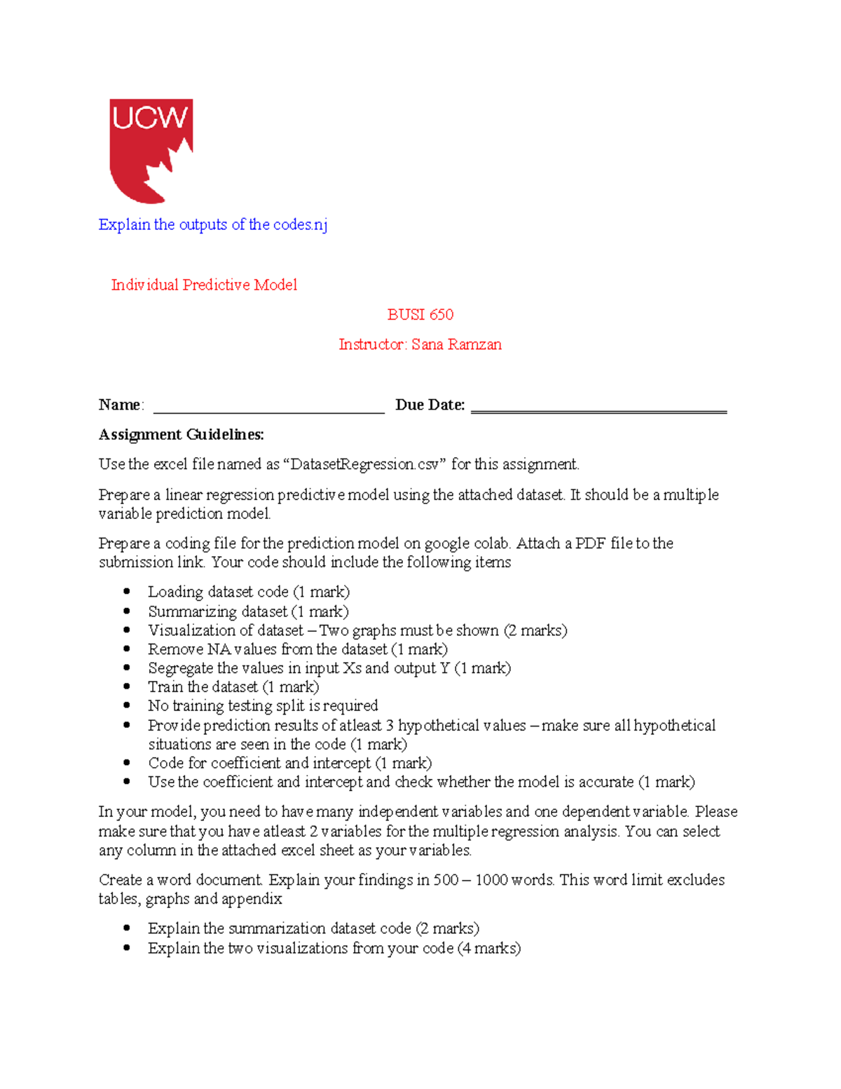 Individual Predictive Model - Explain the outputs of the codes ...