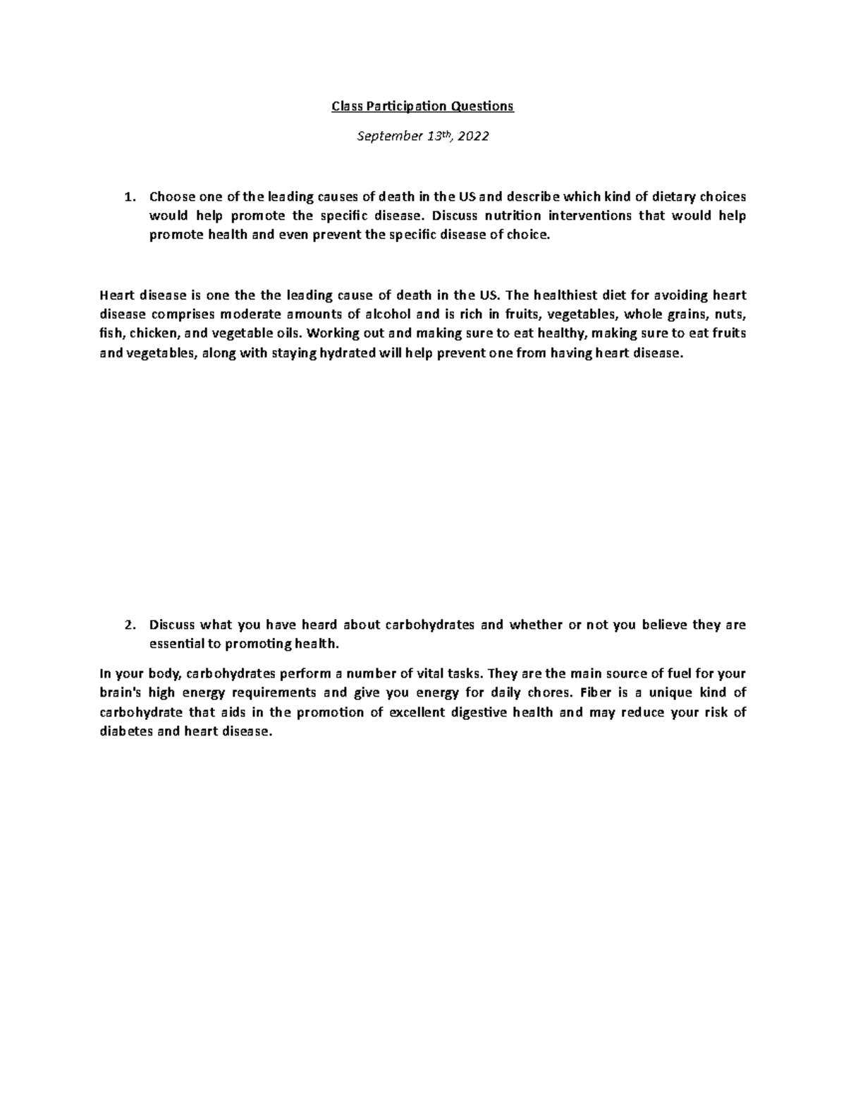 Class Participation Questions 9 - Class Parcipaon Quesons September ...