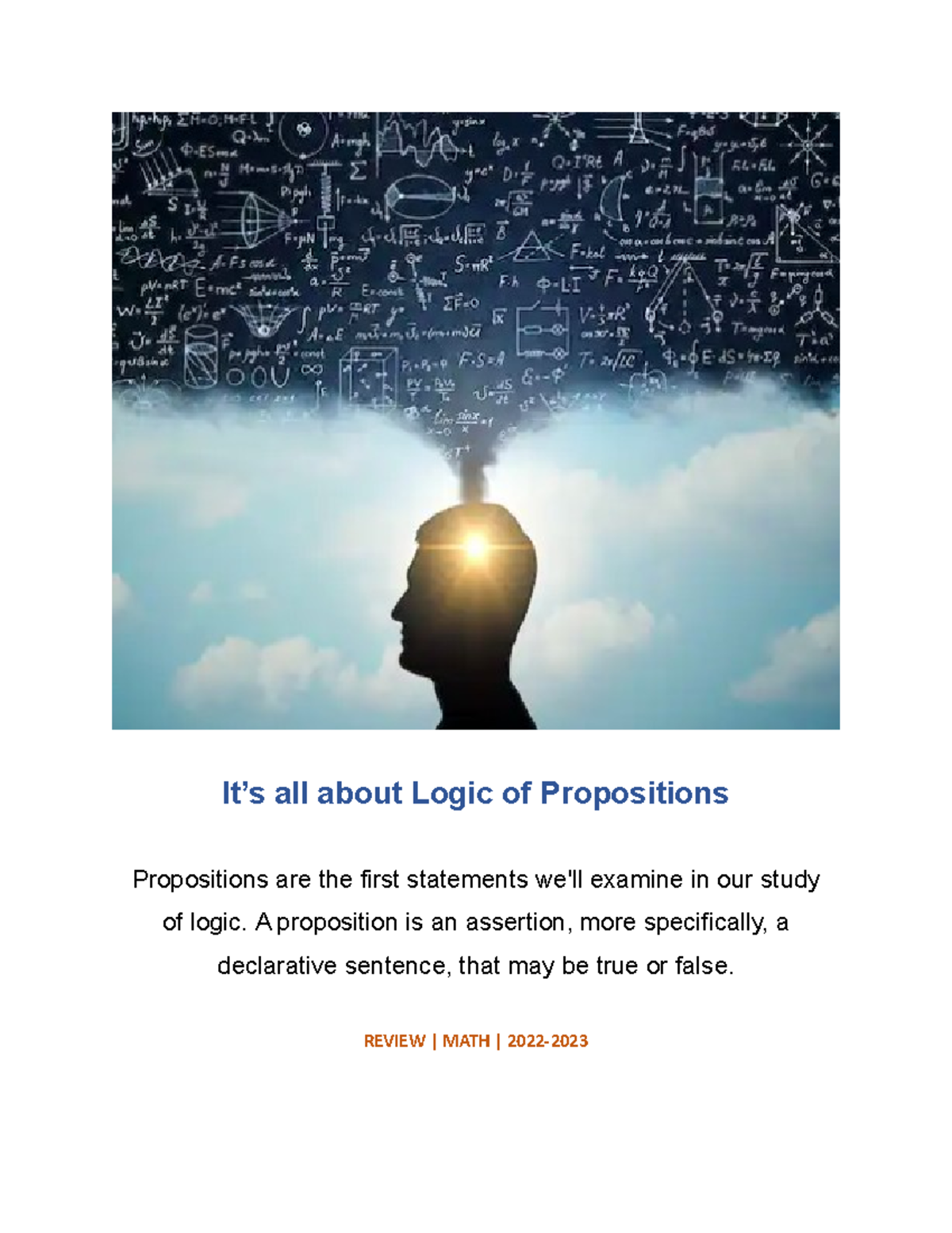 Its All About Logic of Propositions Pt - It’s all about Logic of Propositions Propositions are ...