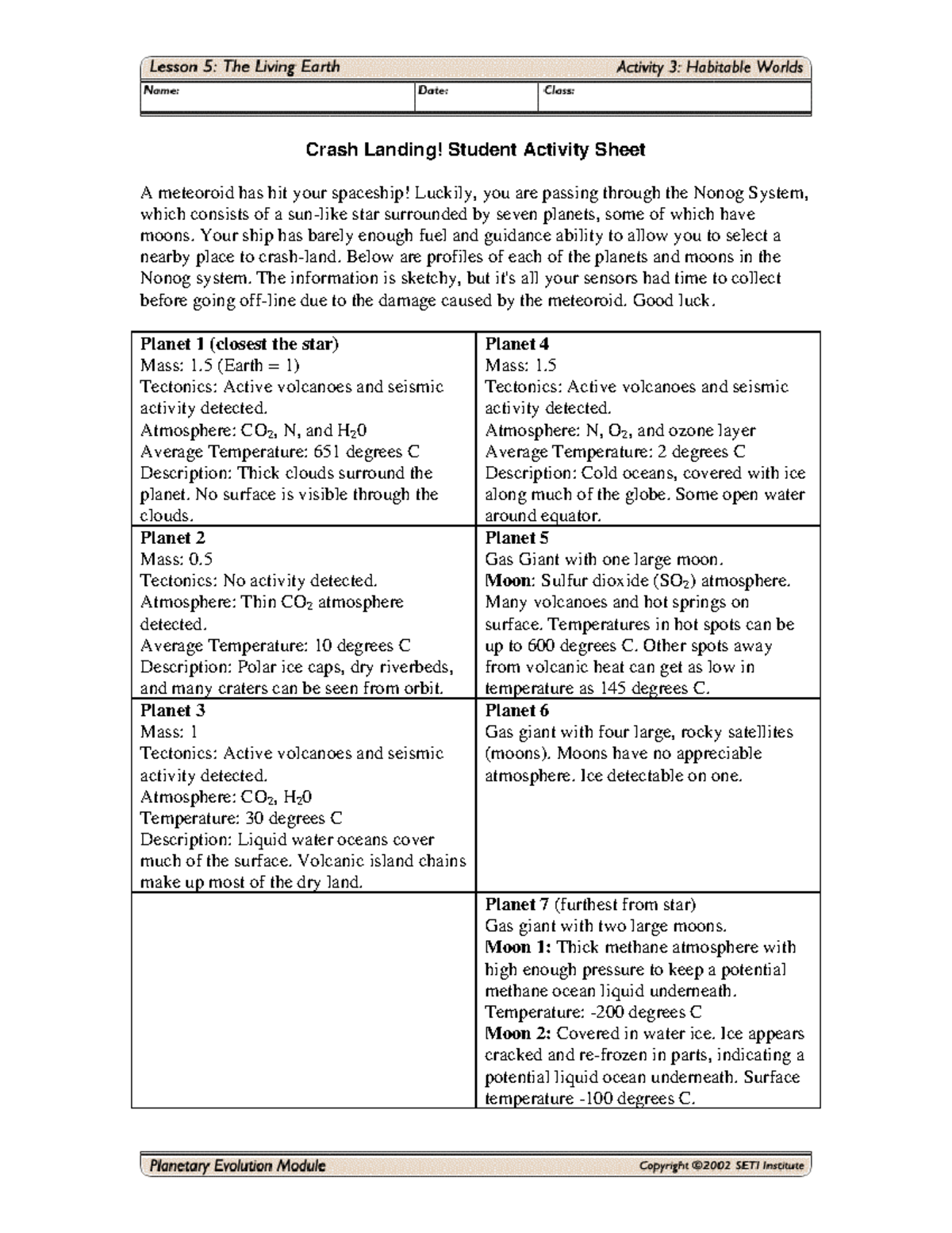 5 3 1sas crashland - Just a worksheet that they can play during the ...