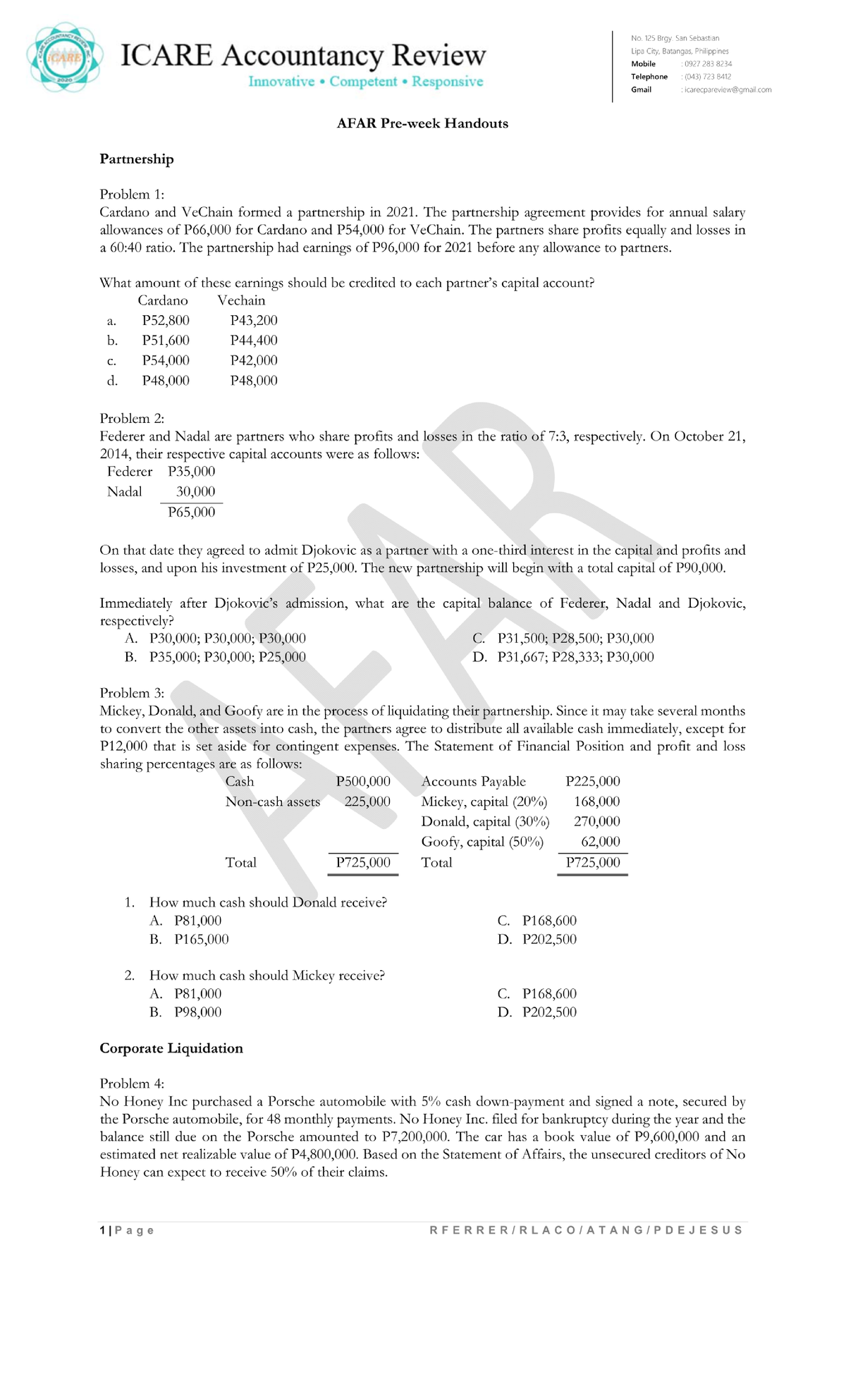 Icare-AFAR-Part 2 - comprehensive - BS accountancy - Studocu