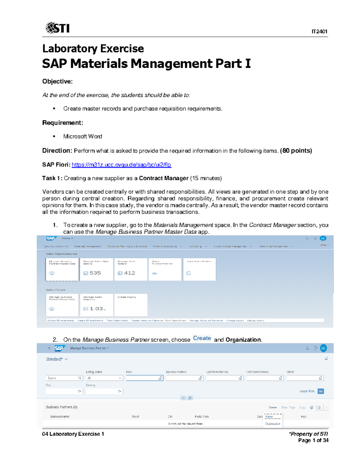 04 Lab Exe Fontanilla(10) - 04 Laboratory Exercise 1 *Property of STI ...