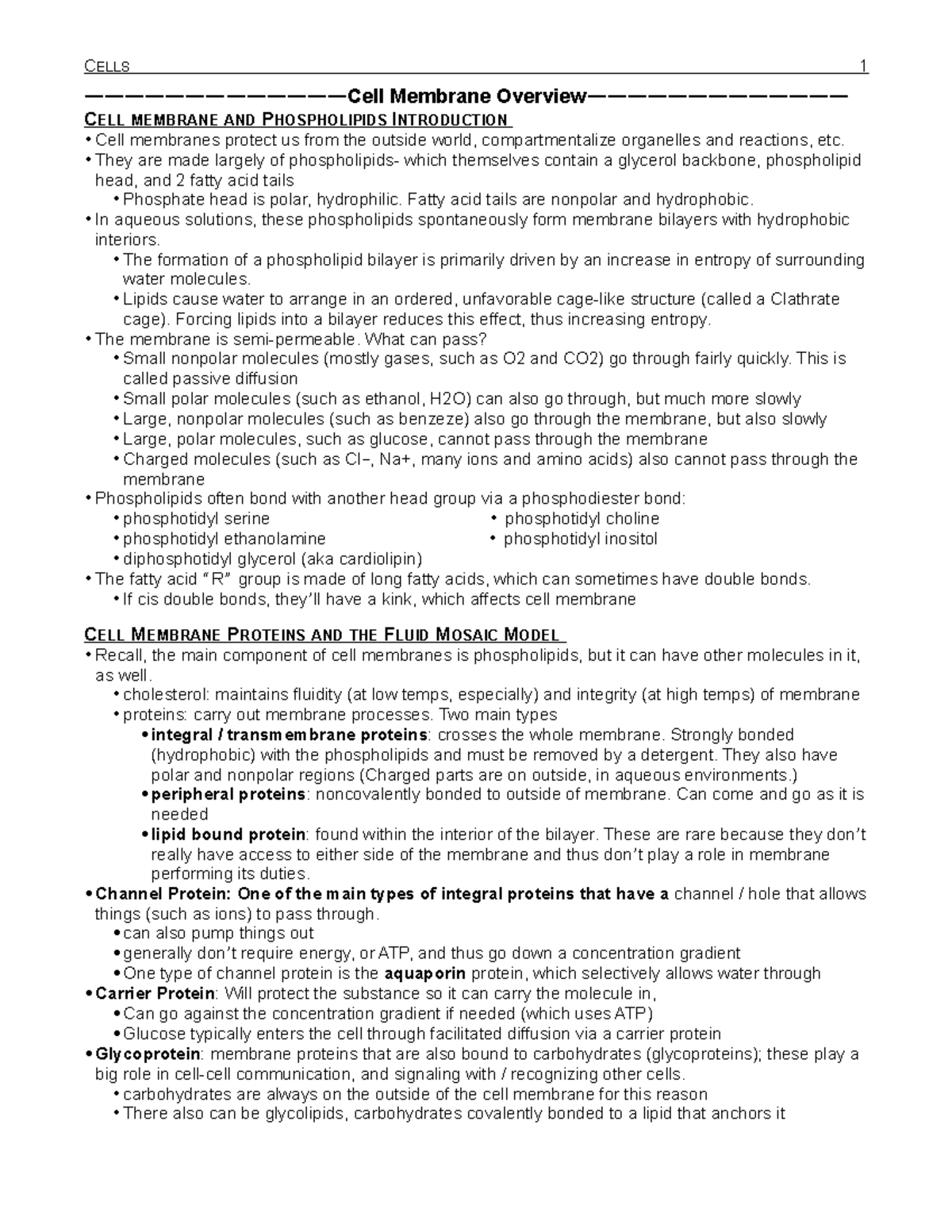 Copy of B⁄B (2 - Cells) [controlled docx] - —————————————Cell Membrane Overview ...