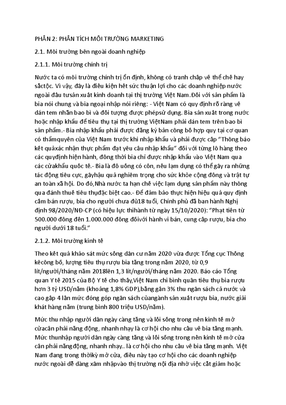Tài-liệu-1 - M101 - PHẦẦN 2: PHẦN TÍCH MÔI TR ƯỜNG MARKETING Môi tr ường bên ngoài doanh nghi p ...