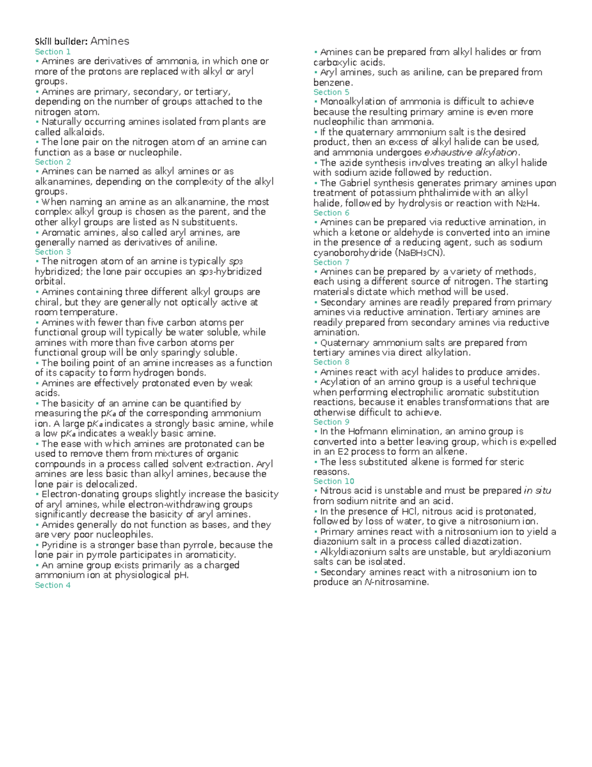 Skill builder Amines - Skill builder: Amines Section 1 • Amines are ...