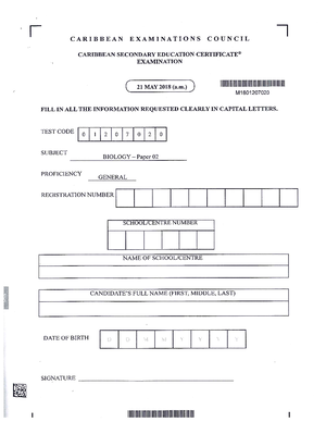 CXC Biology past paper 2 2016 - I i: rESr coDE 01207020l| FORM TP ...