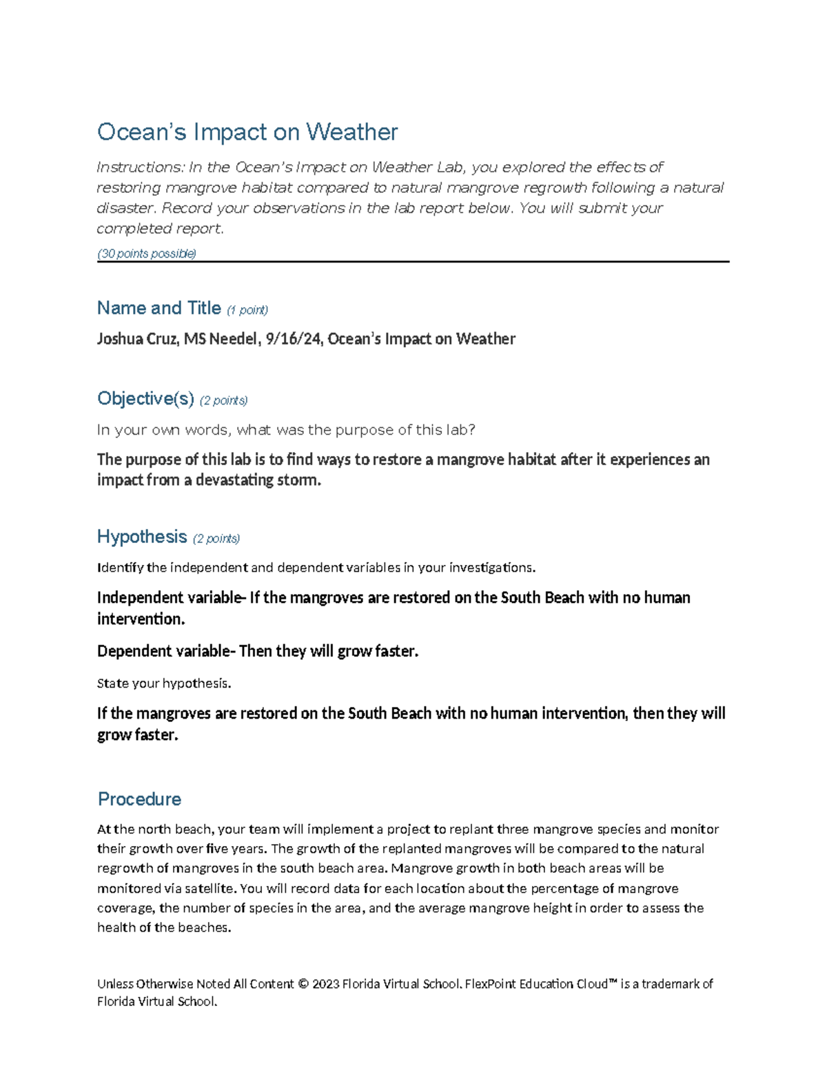 Oceans impact on eather lab report - Ocean’s Impact on Weather ...