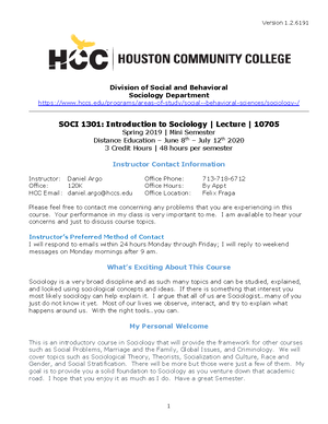 SOCI 1306 Syllabus - Division of Social and Behavioral Sciences ...