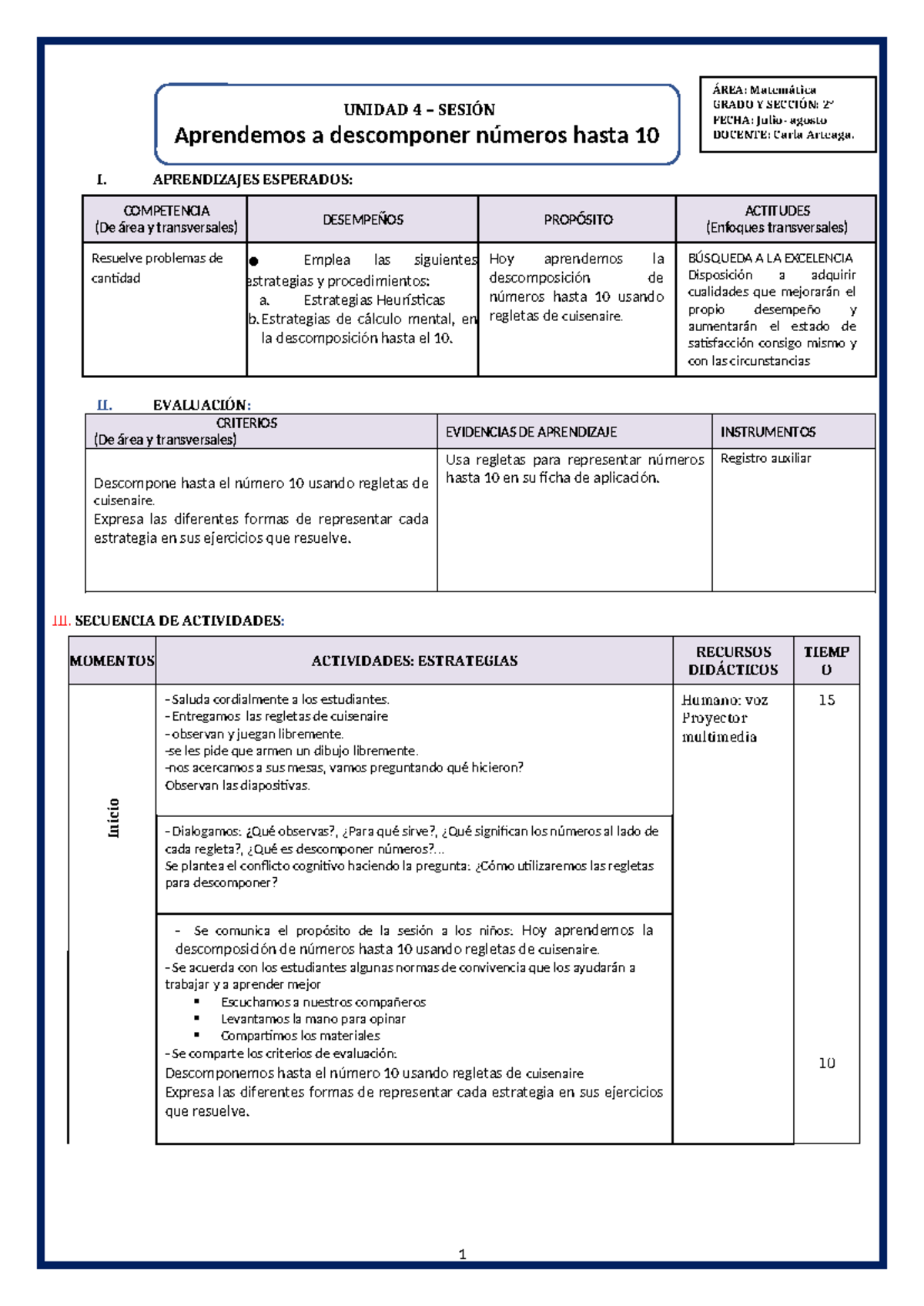 MAT Descomponemosnumeros - UNIDAD 4 – SESIÓN Aprendemos a descomponer ...