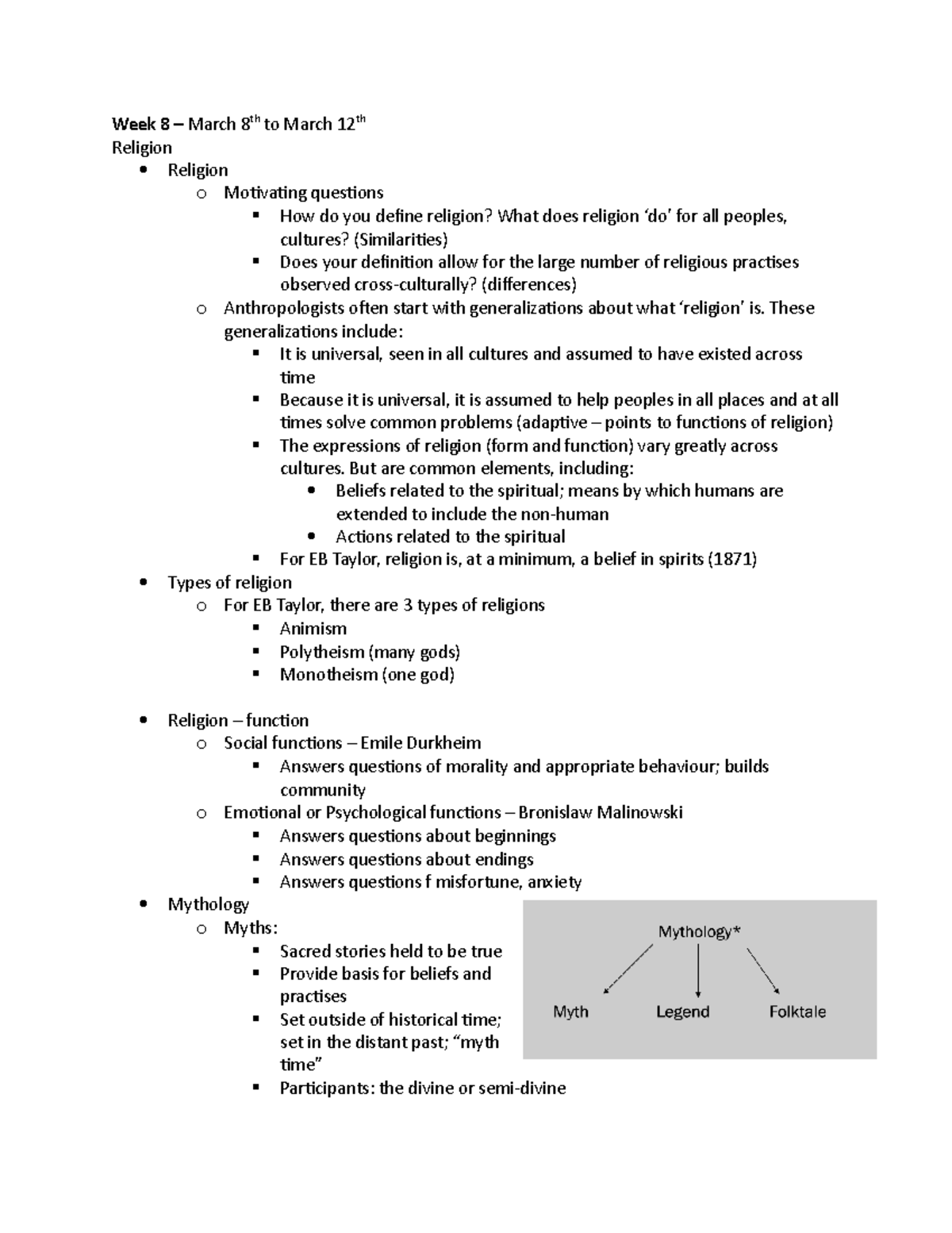 ANTH 1150 - Week 8 - lecture notes - Week 8 – March 8th to March 12th ...