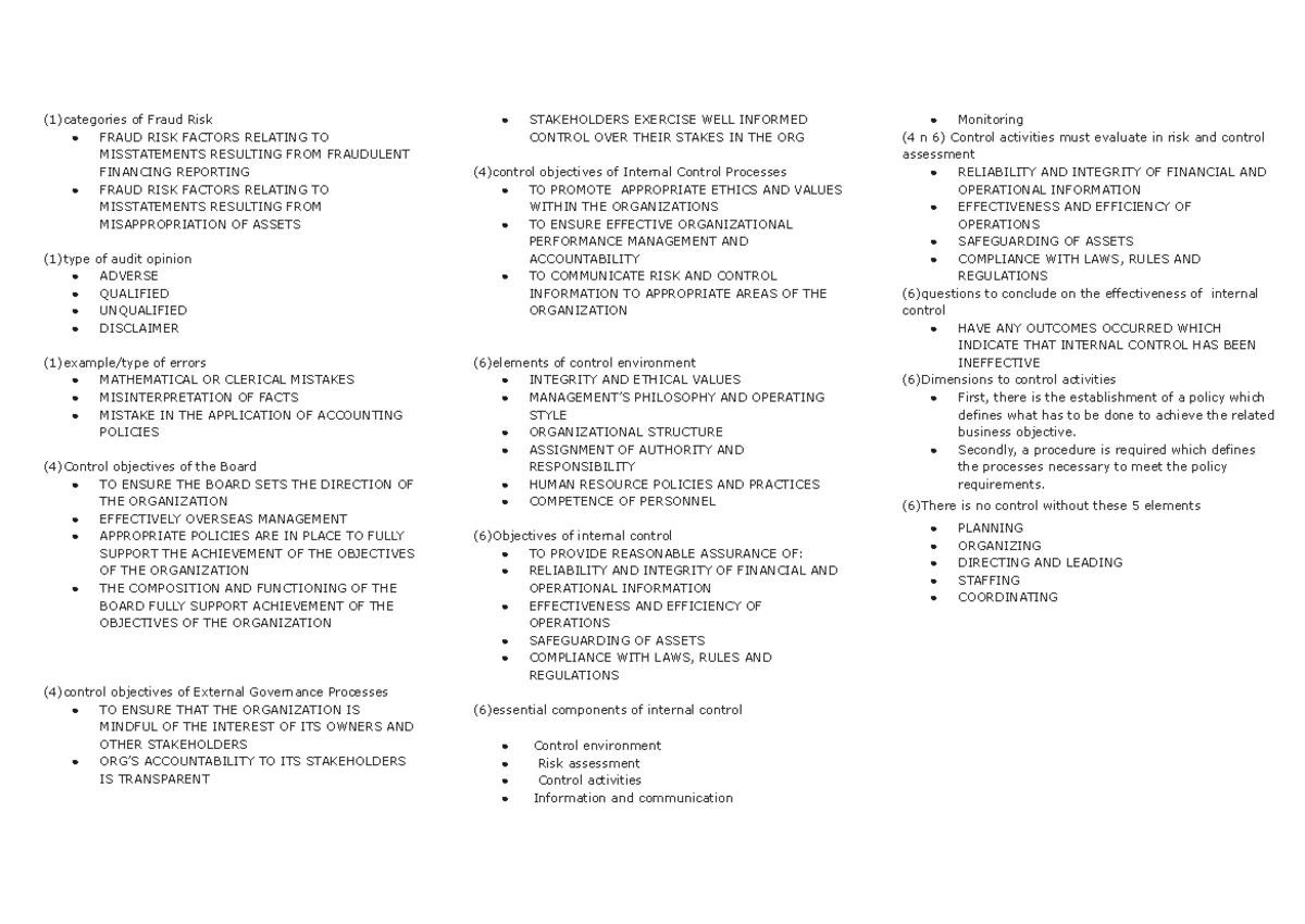Operational Auditing - (1)categories of Fraud Risk FRAUD RISK FACTORS ...
