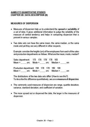 4 Probability Distribution - AAMS1773 QUANTITATIVE STUDIES CHAPTER 4: PROBABILITY DISTRIBUTION ...