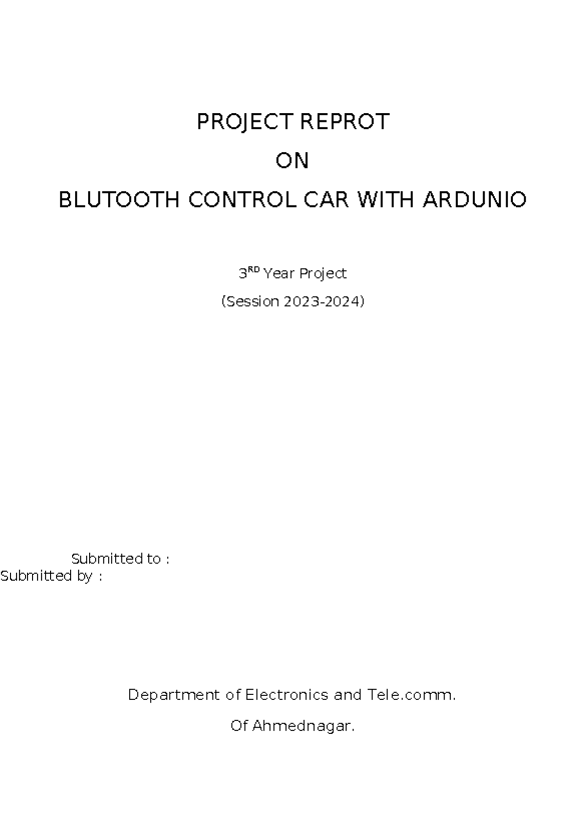 Project Report Bluetooth controlled car - PROJECT REPROT ON BLUTOOTH ...