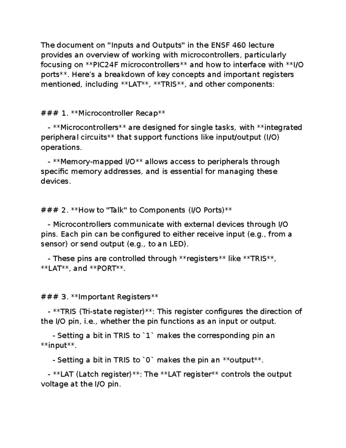 Notes 1 - The document on "Inputs and Outputs" in the ENSF 460 lecture ...