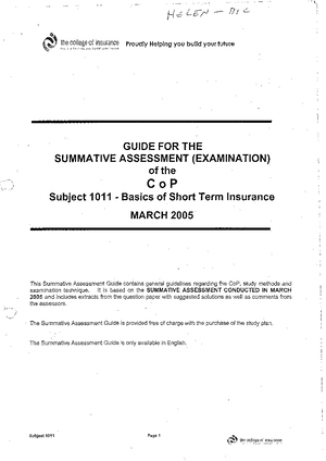 Insurance Exam Questions 2 - Certificate Of Proficiency - Studocu