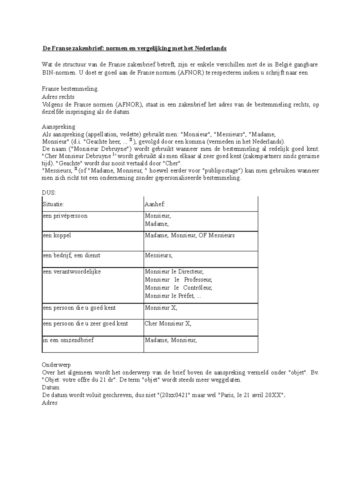 Zakenbrief opstellen in het Frans. (tips) - De Franse zakenbrief ...