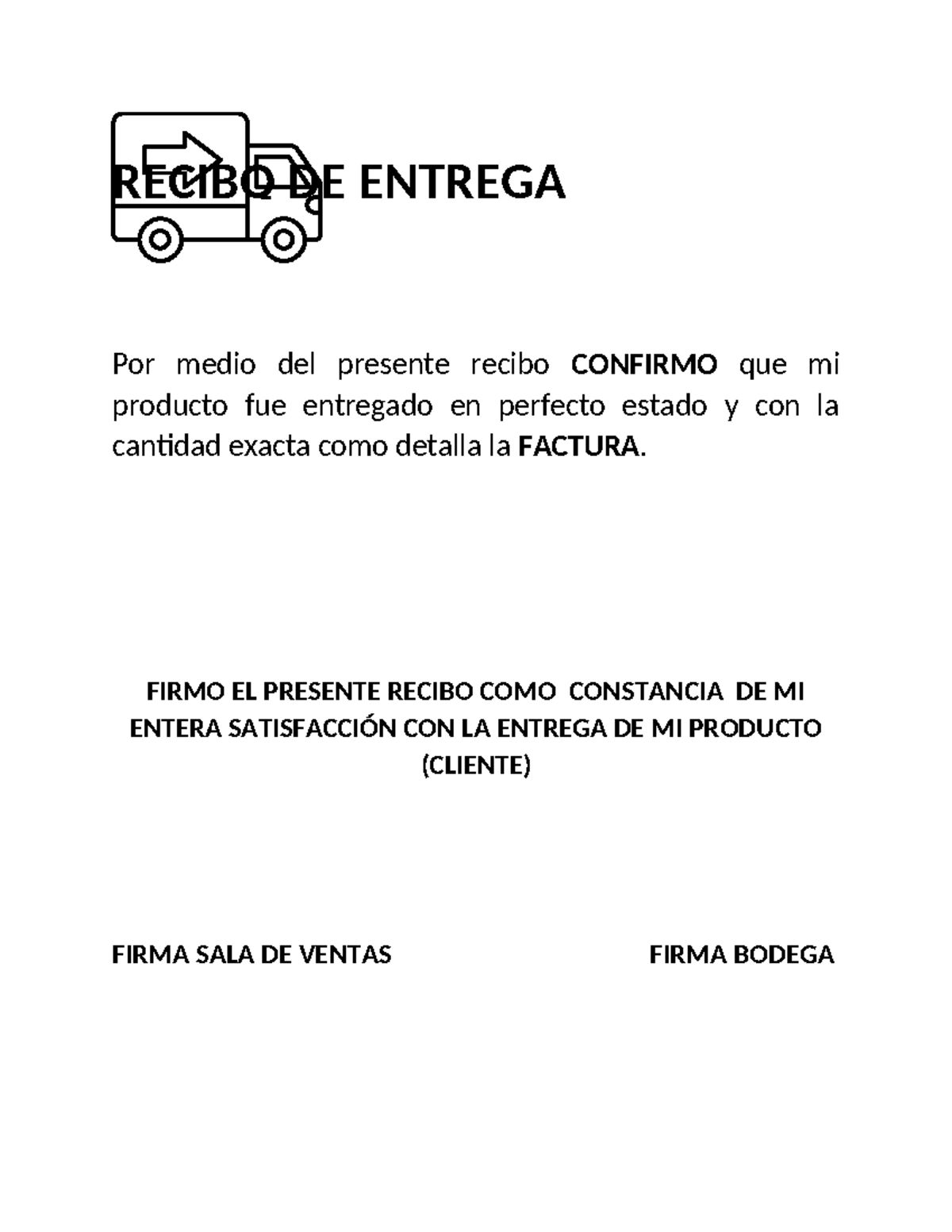 Recibo DE Entrega. DE Mercaderia - RECIBO DE ENTREGA Por medio del ...