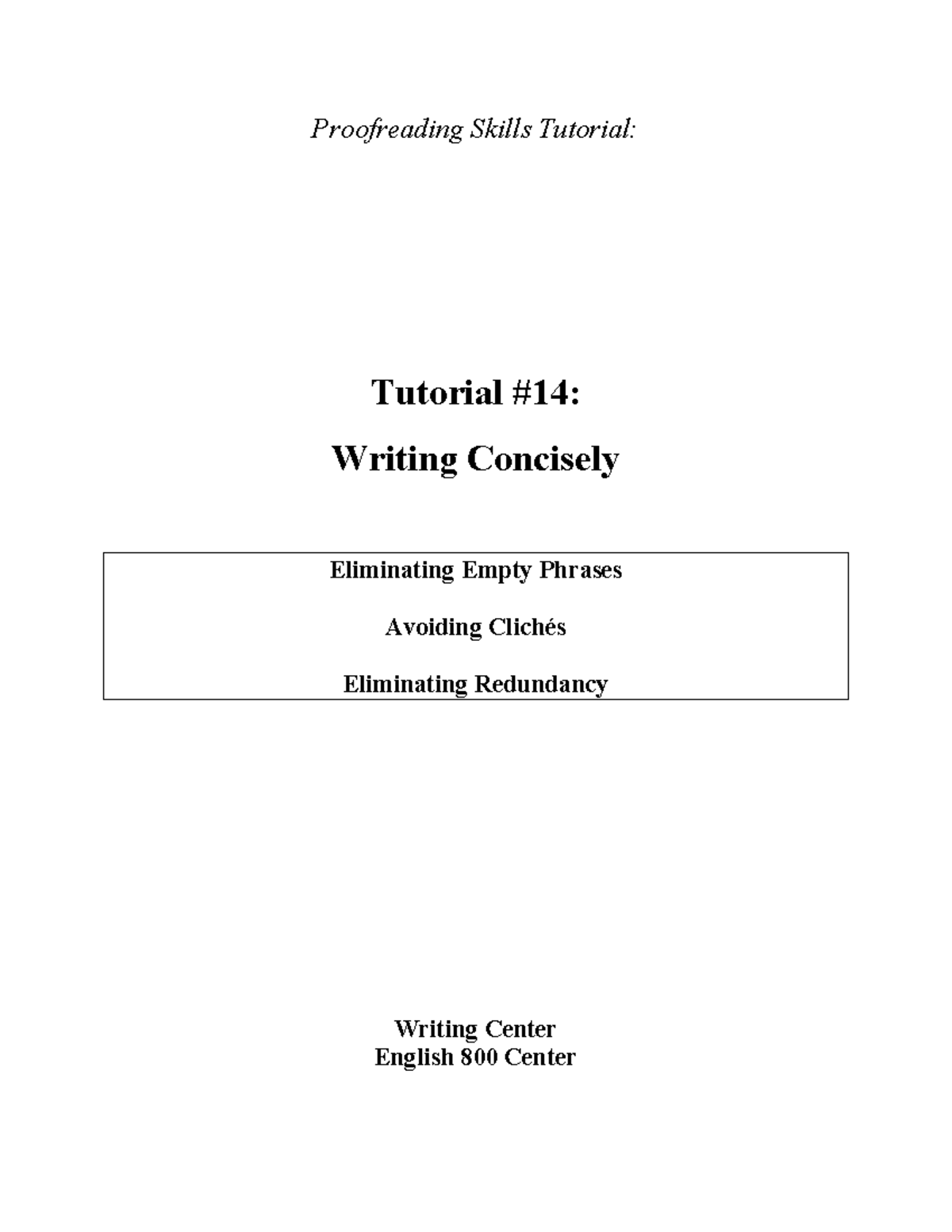 14 PS Writing Concisely Final - Proofreading Skills Tutorial: Tutorial ...