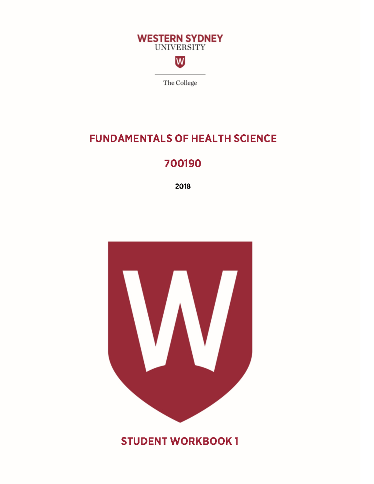 Fundamentals of Health Science Workbook 1 - STUDENT WORKBOOK 1 ...