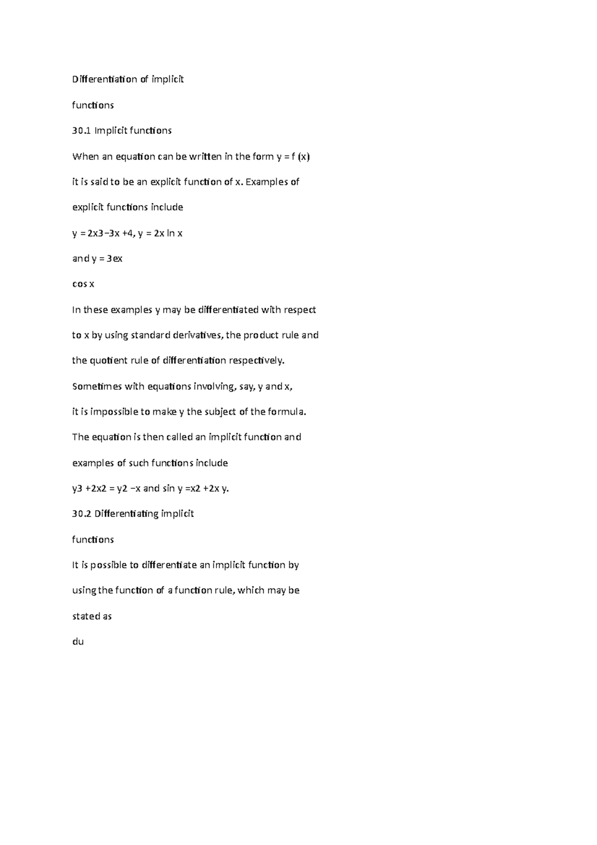 Differentiation of implicit - Differentiation of implicit functions 30 ...