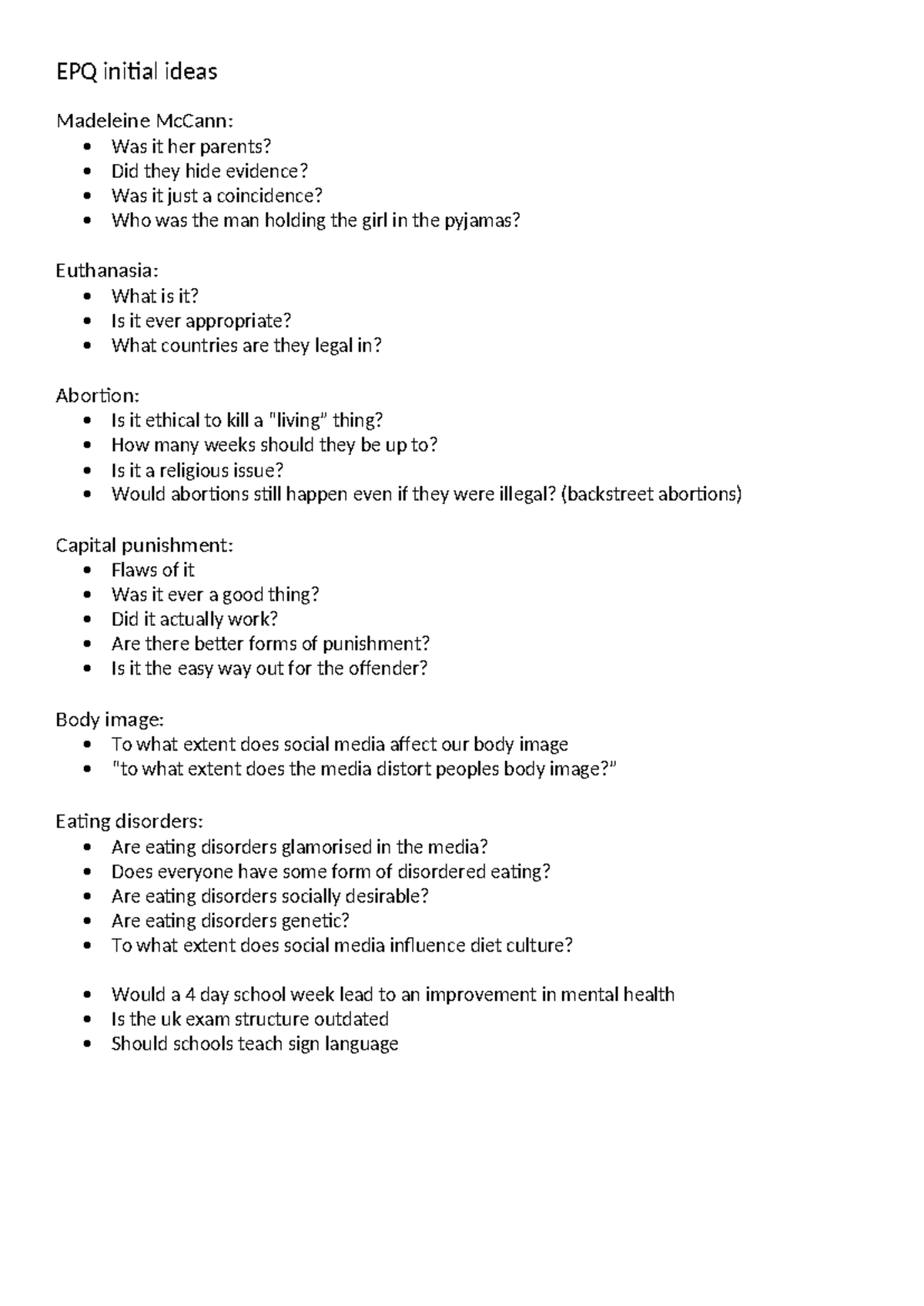 Epq initial ideas copy - EPQ initial ideas Madeleine McCann: Was it her ...