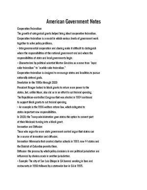 American Government Notes- American Political Culture Lecture Notes pt ...