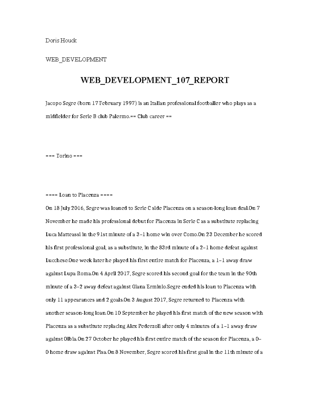 WEB Development 107 Report - Doris Houck WEB_DEVELOPMENT WEB ...