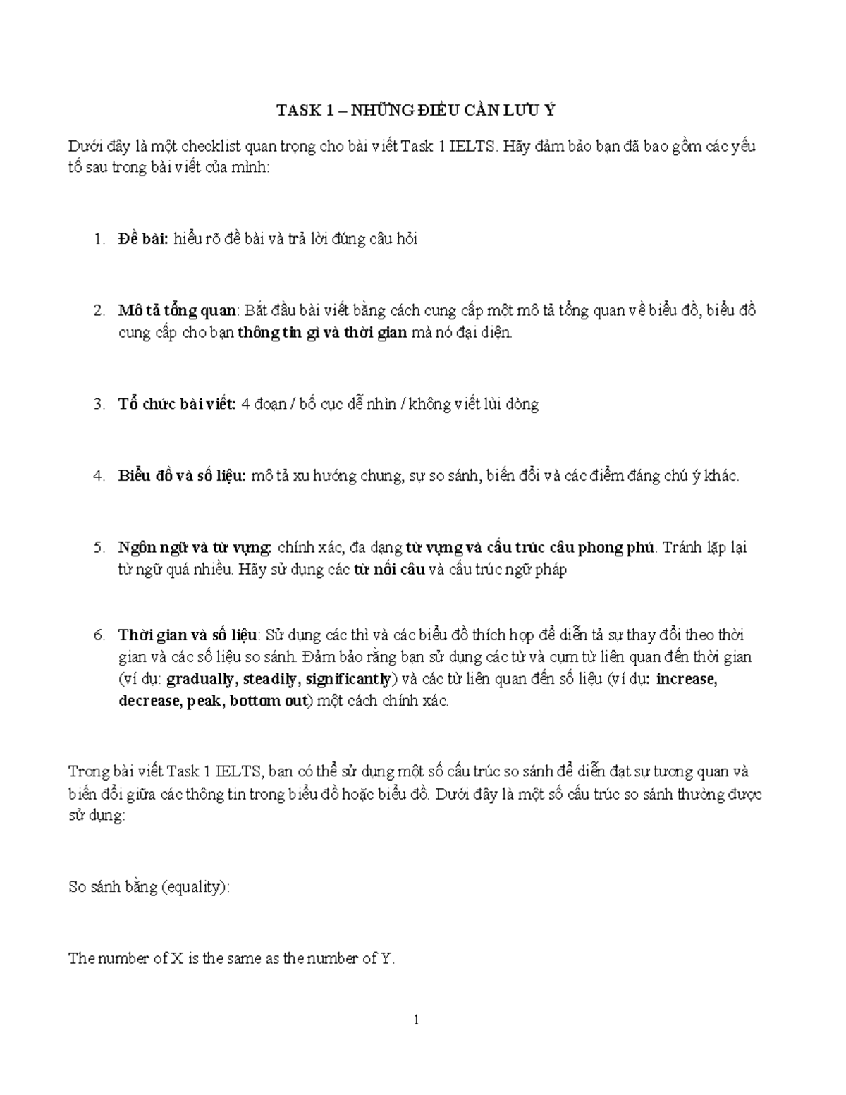 TASK 1 Checklist QUAN Trong - TASK 1 – NHỮNG ĐIỀU CẦN LƯU Ý Dưới đây là ...