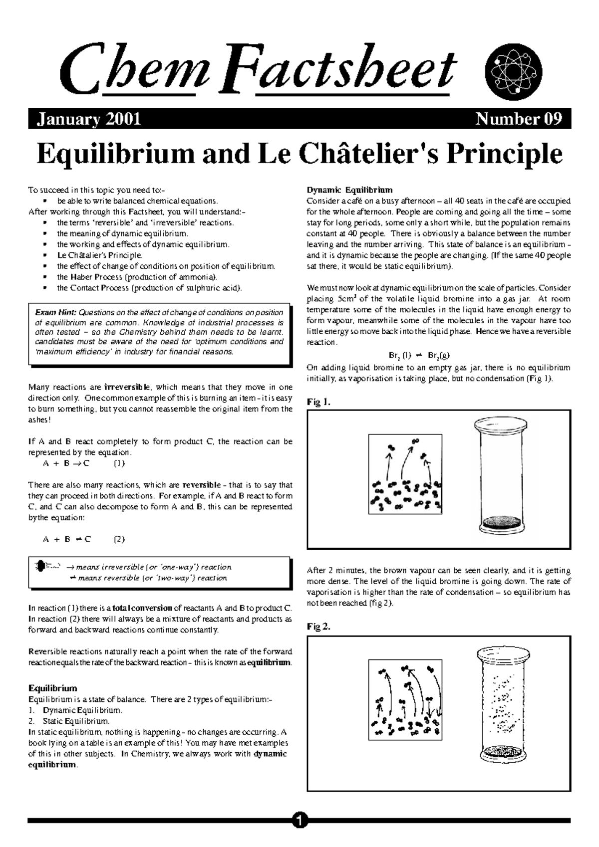 09 Le Chatelier principle - Equilibrium and Le Châtelier's Principle C ...