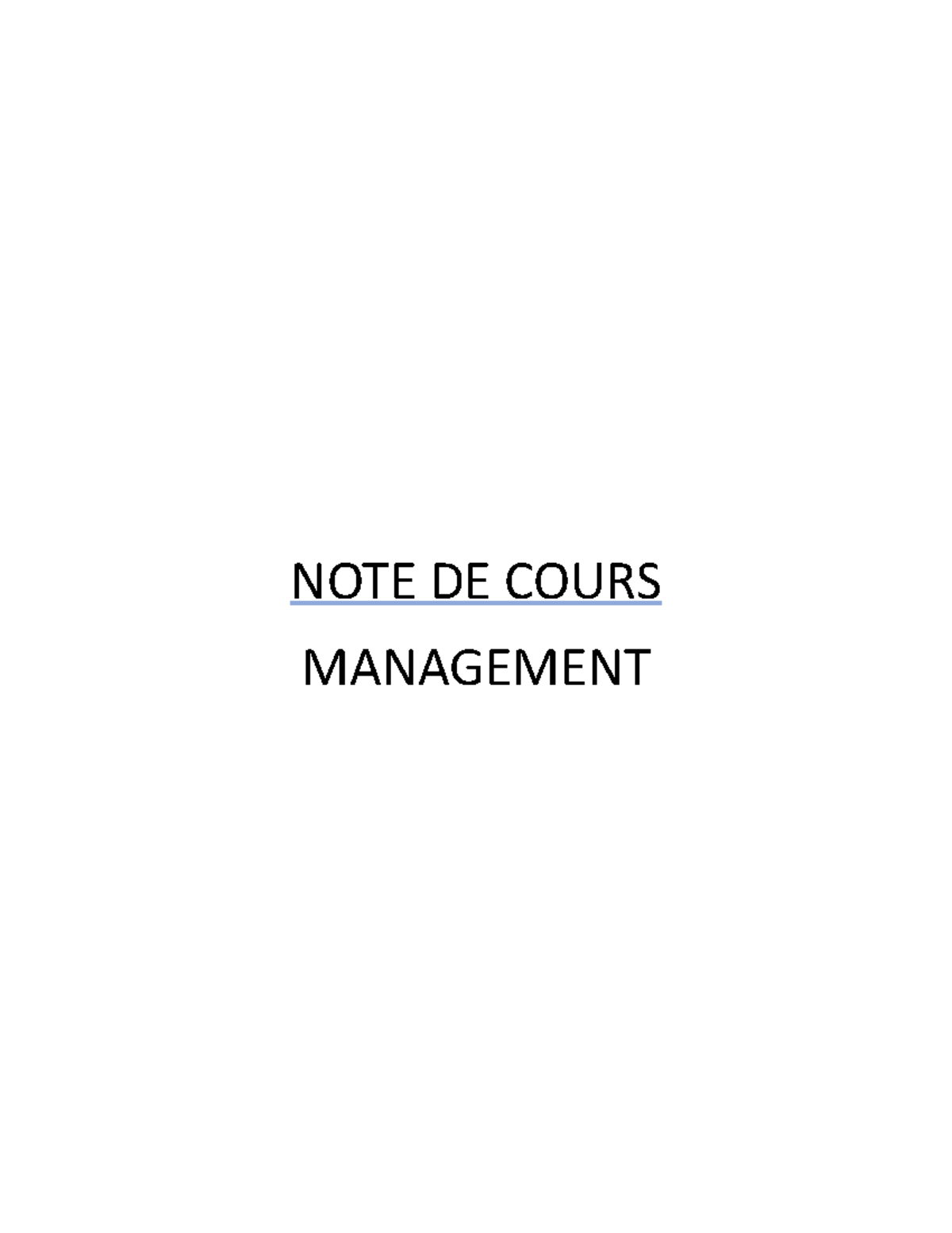 Note de cours management - NOTE DE COURS MANAGEMENT Les étapes d’une ...