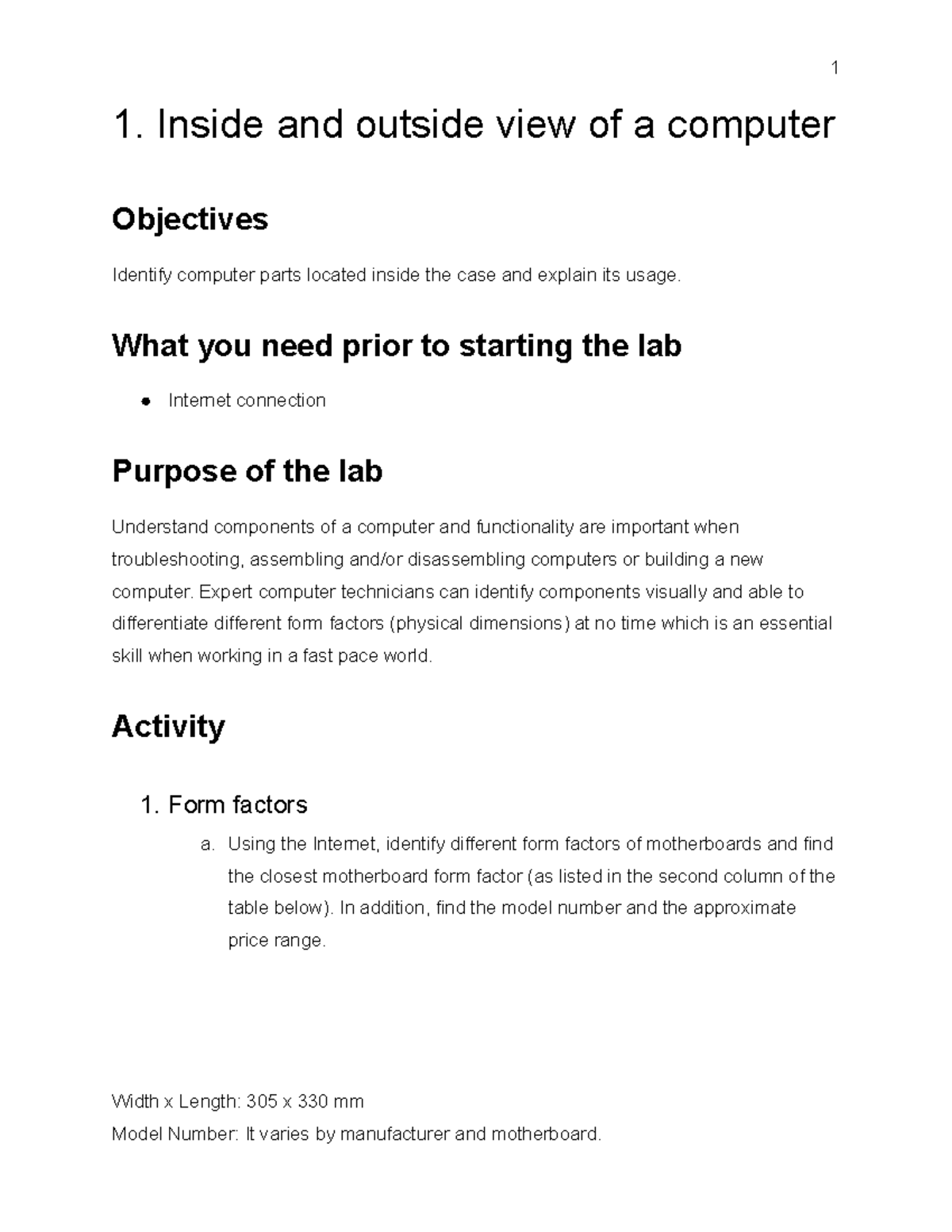Lab 2-Inside and outside - Online Students - 1. Inside and outside view ...
