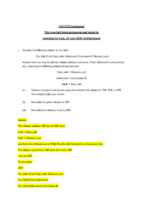 A3 Solution - easy - CSC 3170 Assignment 3 This is an individual assignment and should be ...