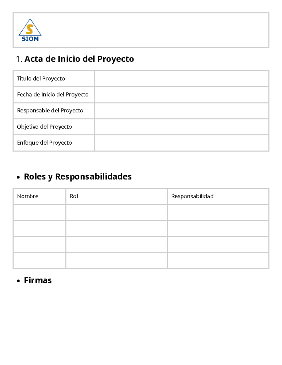 Acta de Incio del Proyecto - Gestión Del Proyecto Urbano - 1. Acta de ...