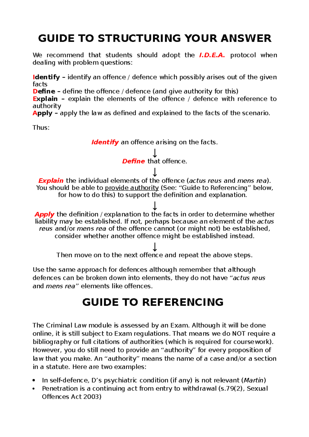 Guide TO Structuring AND Referencing - GUIDE TO STRUCTURING YOUR ANSWER We recommend that ...