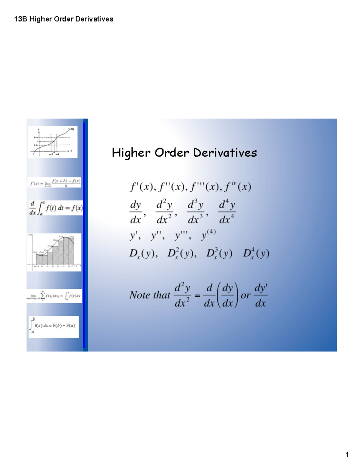 Higher order derivatives - statistics and information technology - Studocu