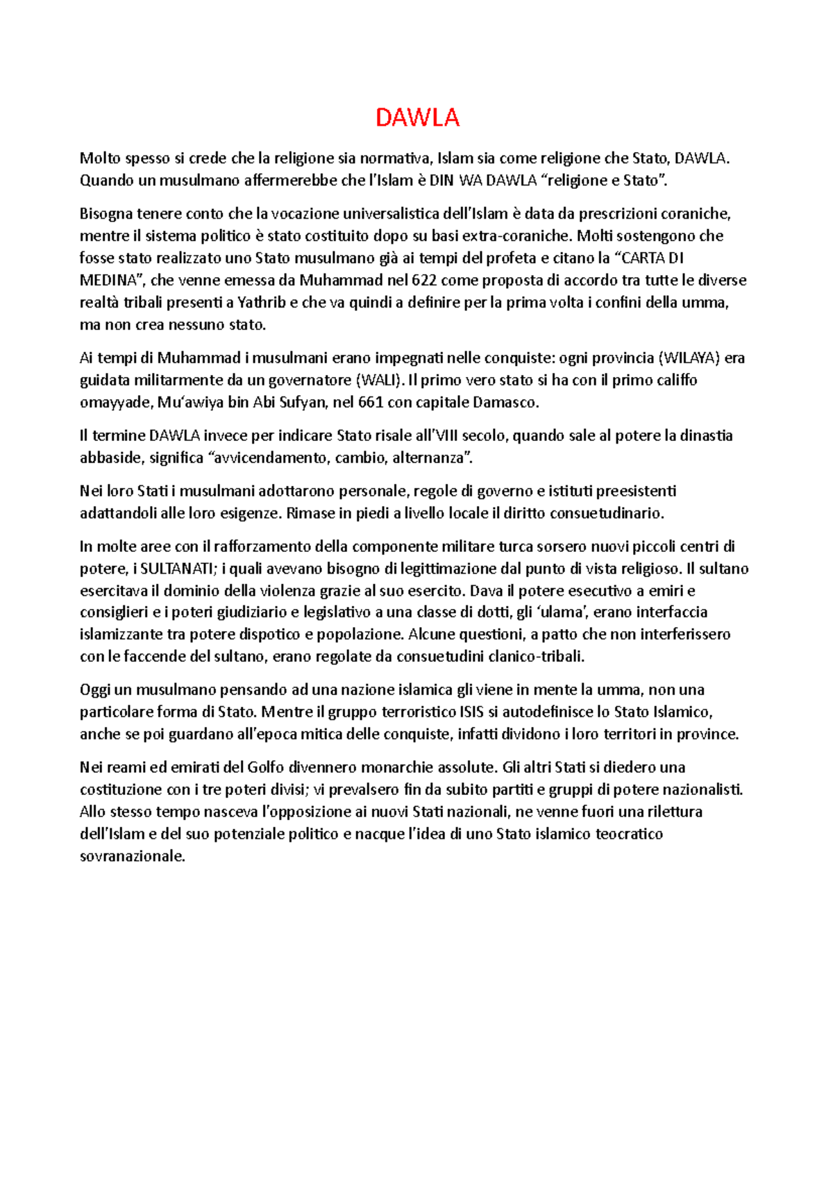 7- Dawla - settimo capitolo - Islam in 20 parole - DAWLA Molto spesso ...