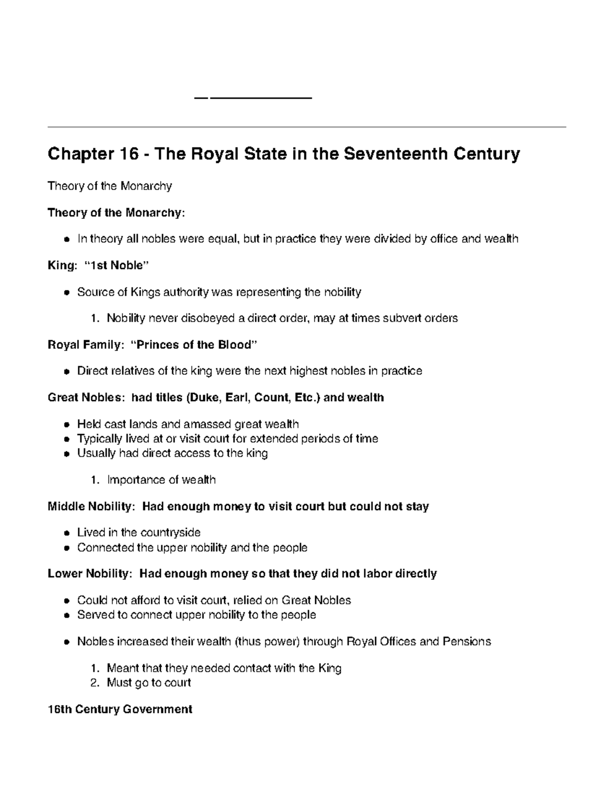 Chapter 16 - The Royal State in the Seventeenth Century - ) and wealth ...
