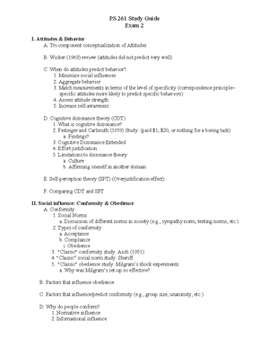 PS 261Review Sheet Exam 3 Spr2024 - Exam 3 Study Guide Spring 2023 ...