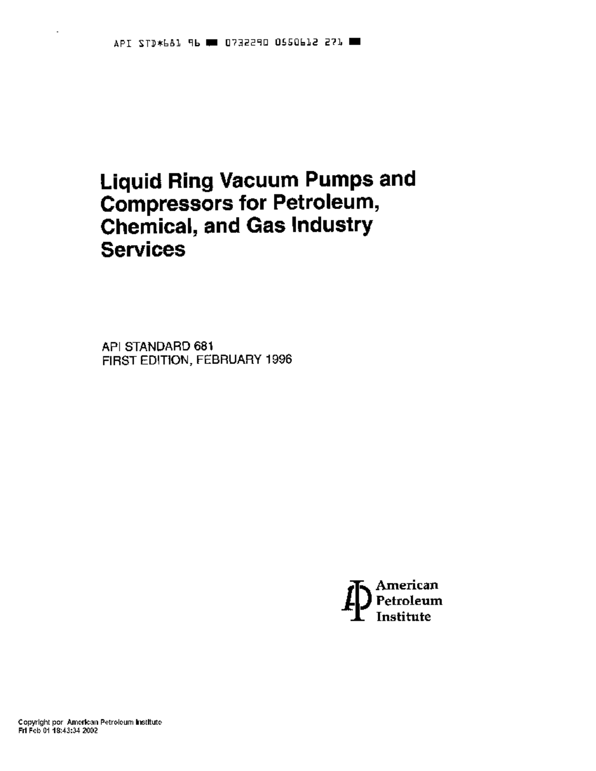 API 681 Compresores - Para dimensionamiento - API 96 0732290 0550612 ...