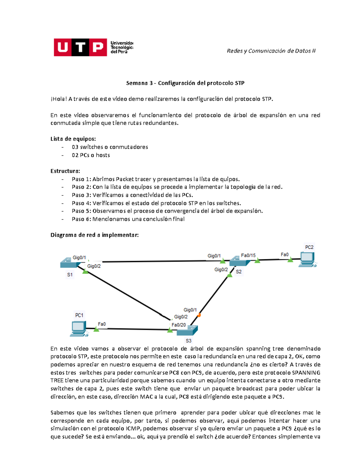 Semana 3 - Configuración de protocolo STP - Redes y Comunicación de ...