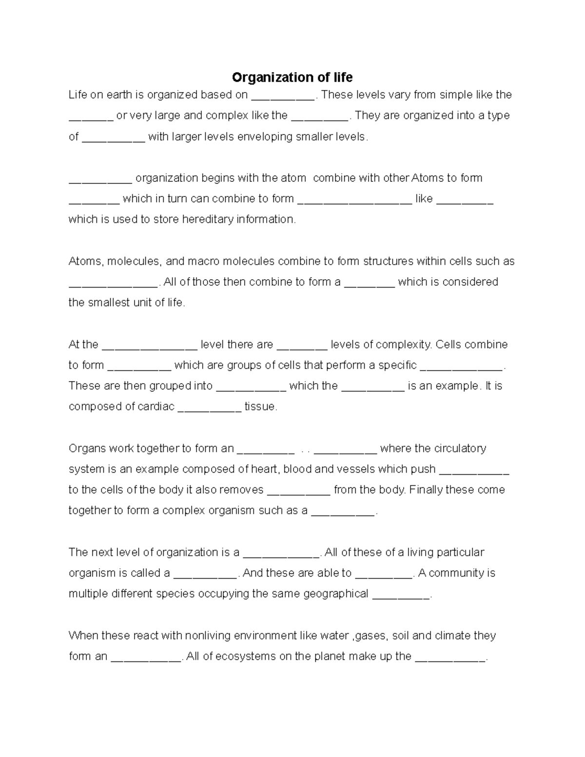 Rashid Ishimwe [ Student] - Organization of life guided notes ...