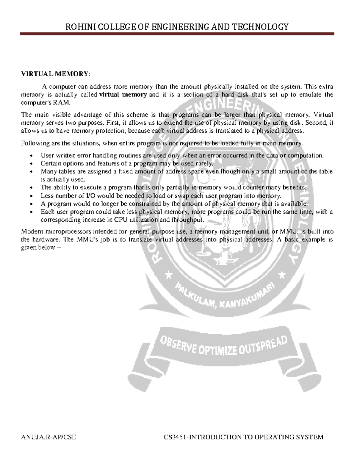 Operating system - VIRTUAL MEMORY: A computer can address more memory ...