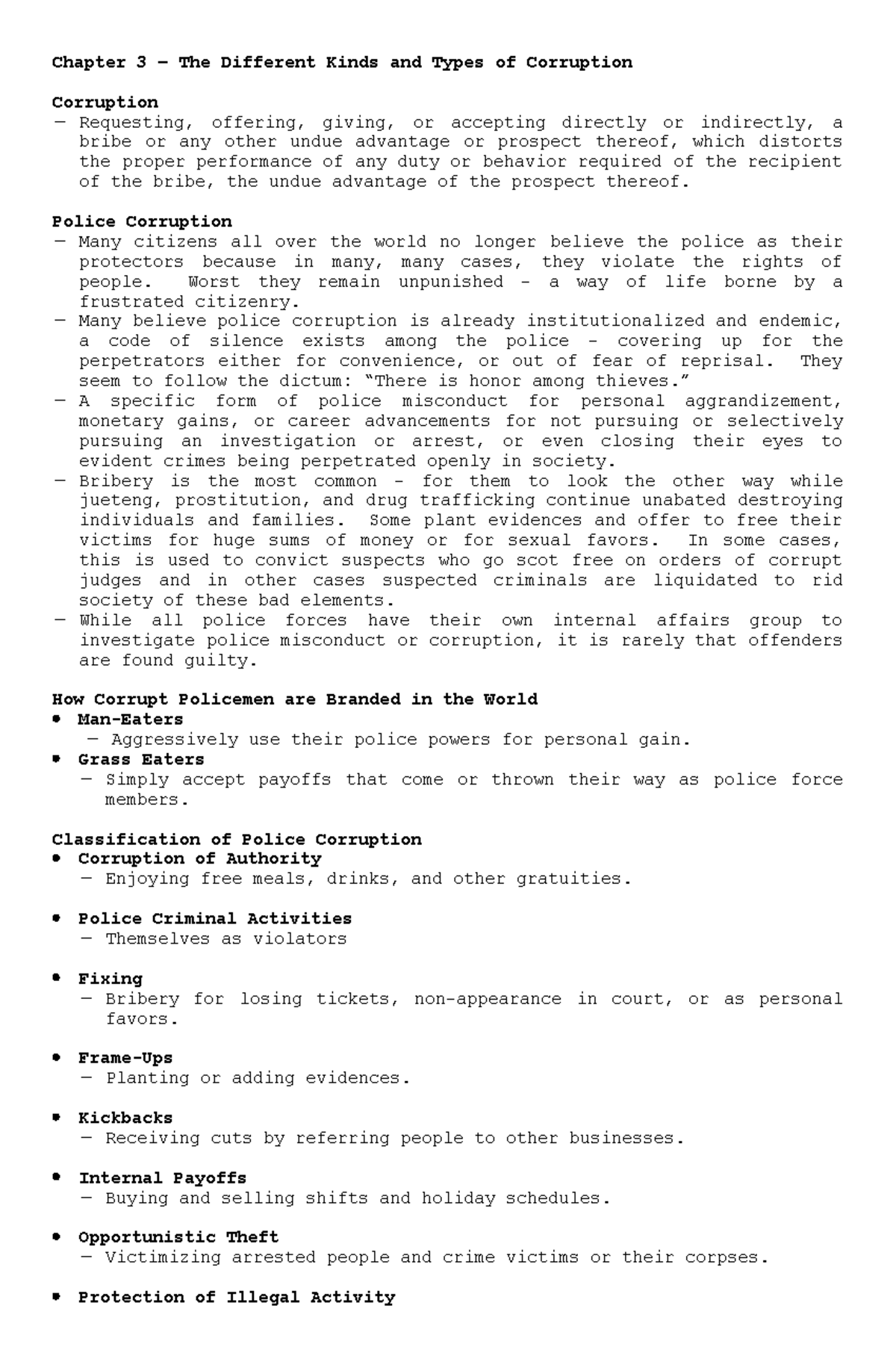 The Different Kinds and Types of Corruption - Chapter 3 – The Different ...