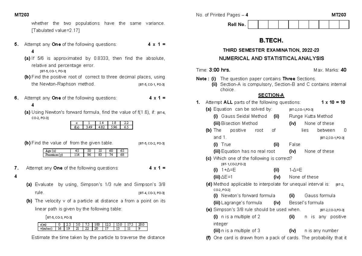 MT203- Final - The worlds of maths - MT203 No. of Printed Pages – 4 MT ...
